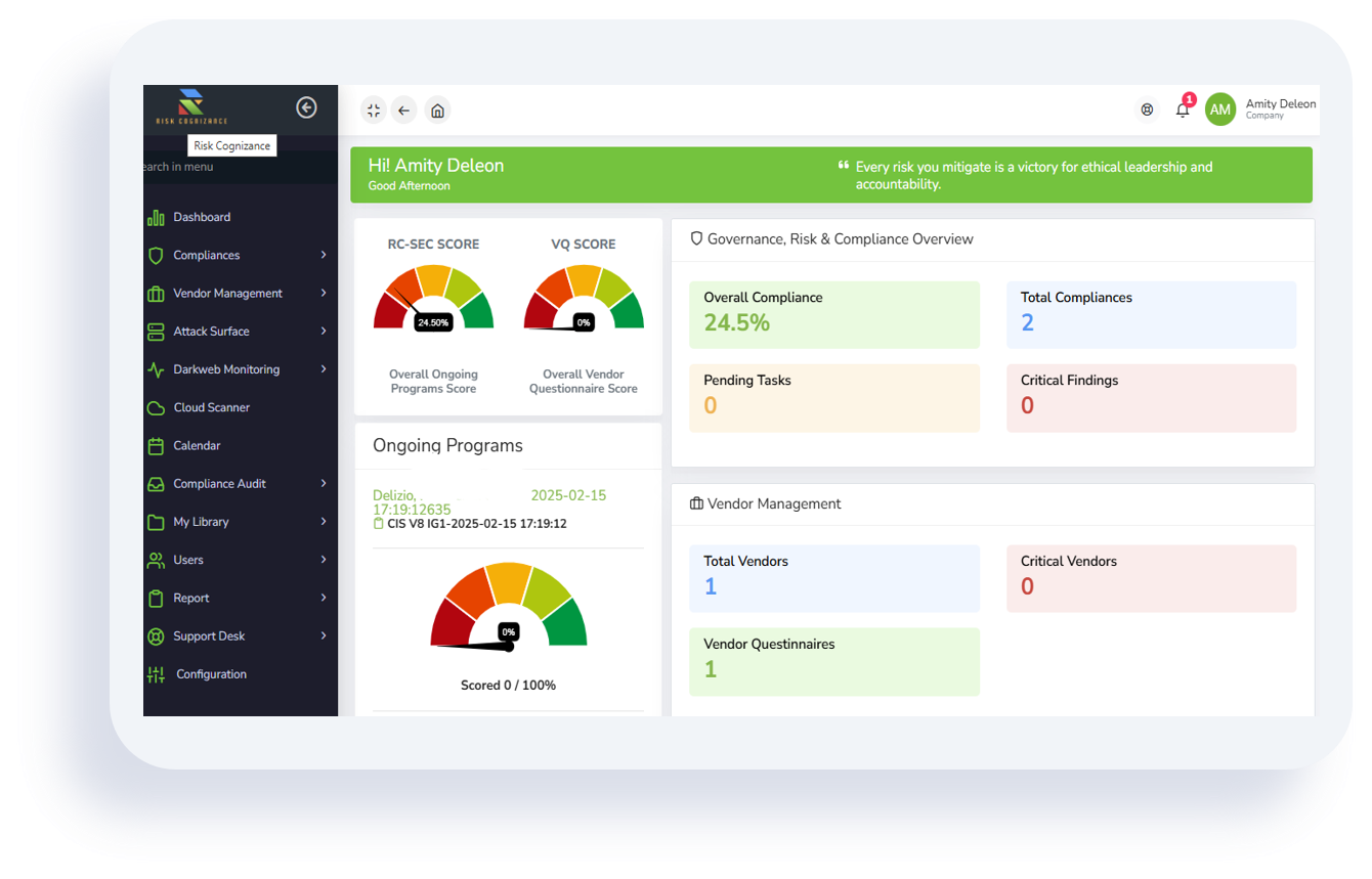GRC Tool & GRC Software Solutions for Modern Businesses | Risk Cognizance GRC